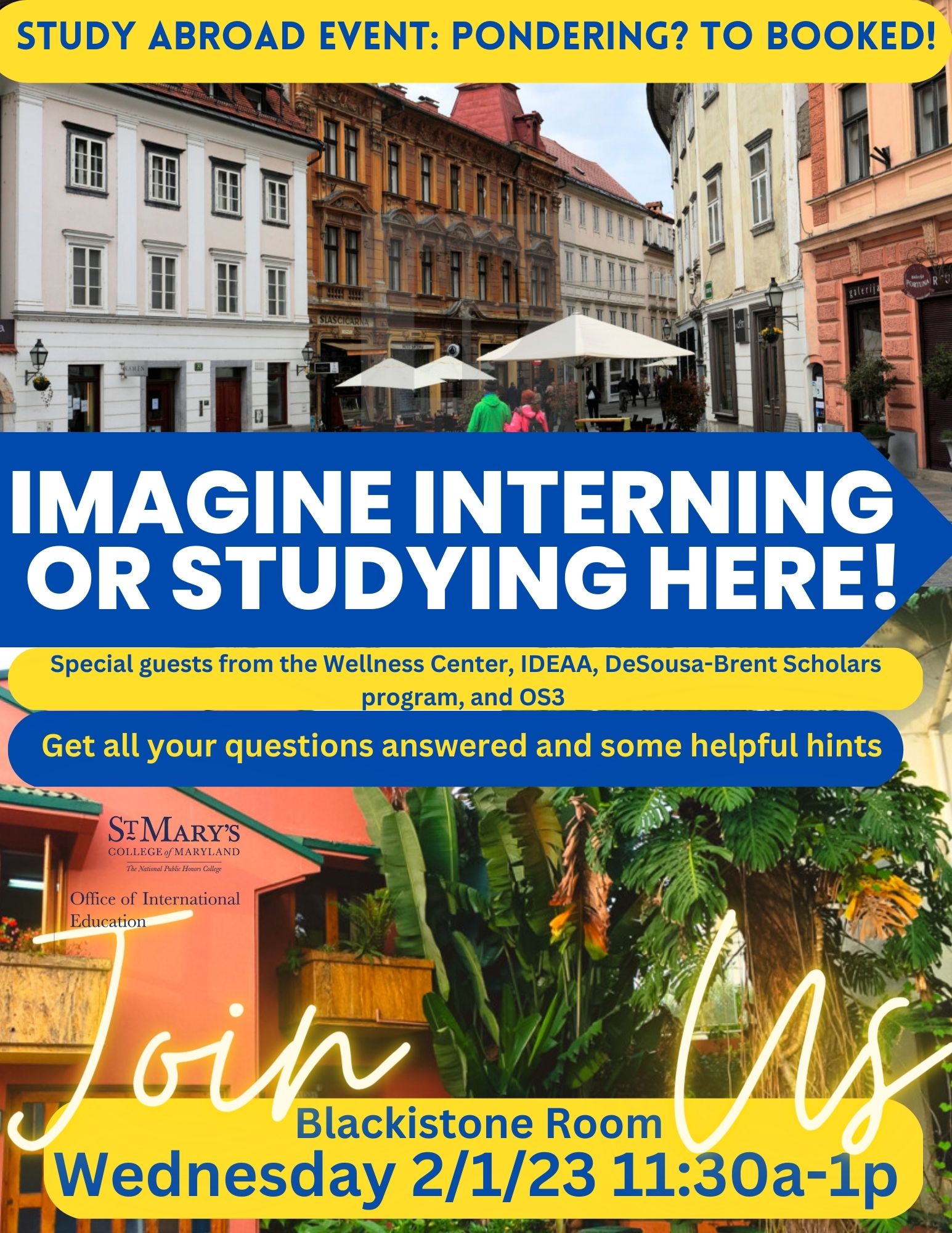 Study Abroad Event: Pondering to Booked! | St. Marys College of Maryland