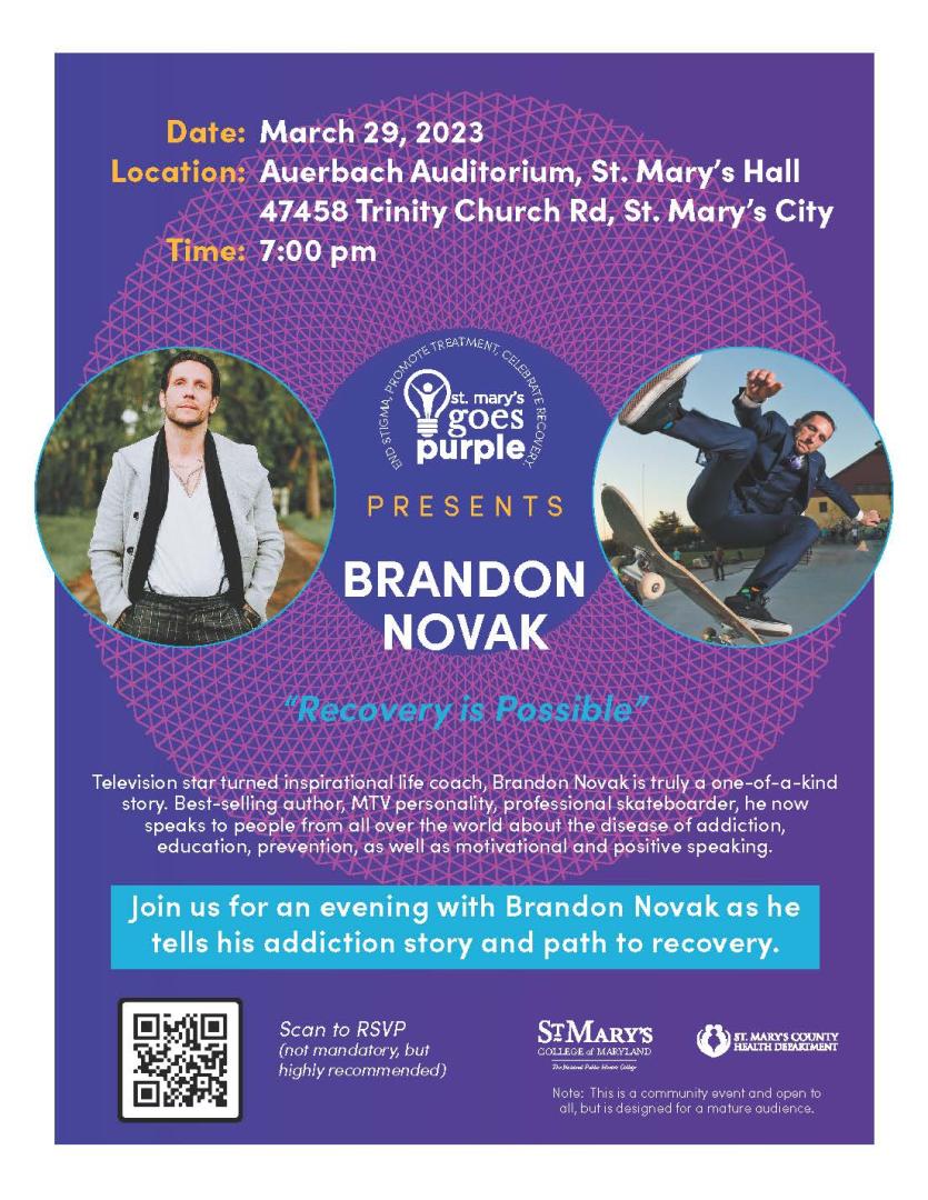 St. Mary's Goes Purple Presents: An Evening With Brandon Novak ...